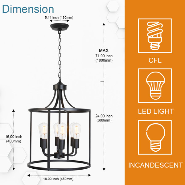 Winston Porter Skanda 6 - Light Dimmable Lantern Cage Chandelier | Wayfair