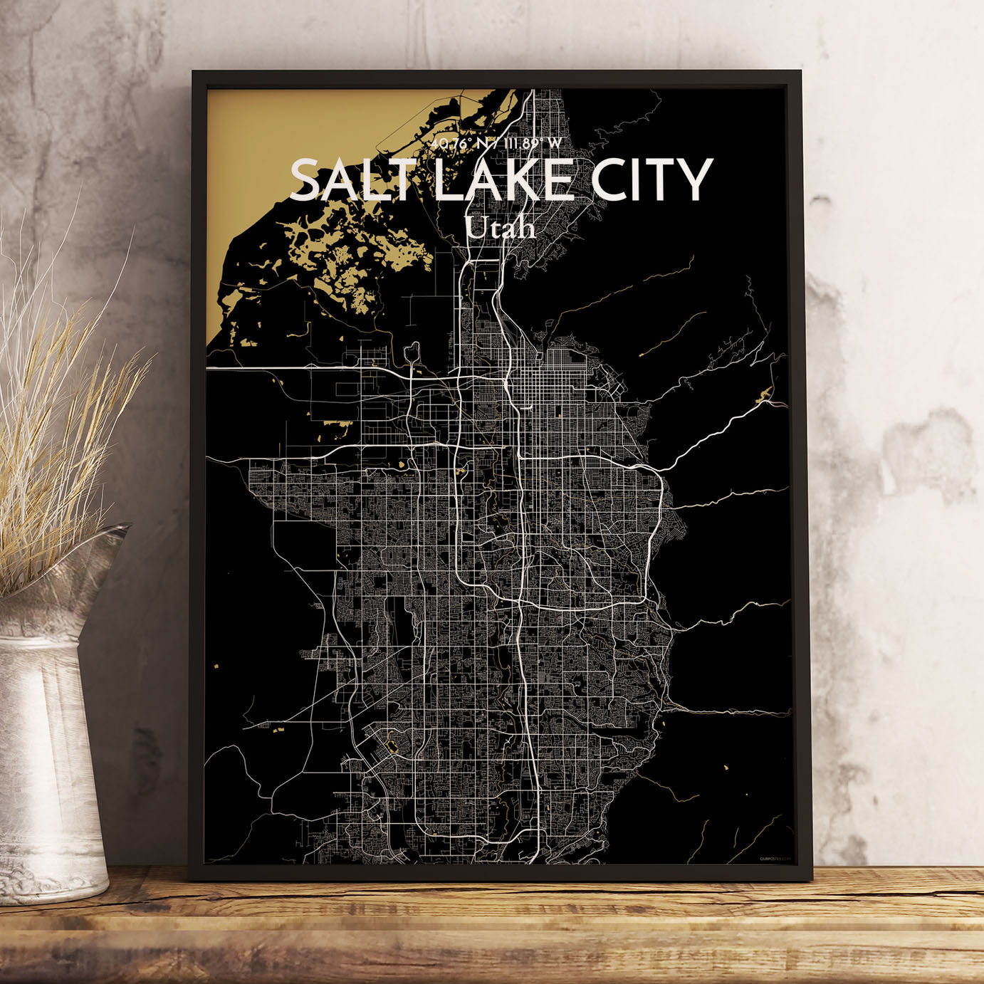 Wrought Studio™ 'Salt Lake City Map' Graphic Art Print Poster in Luxe ...