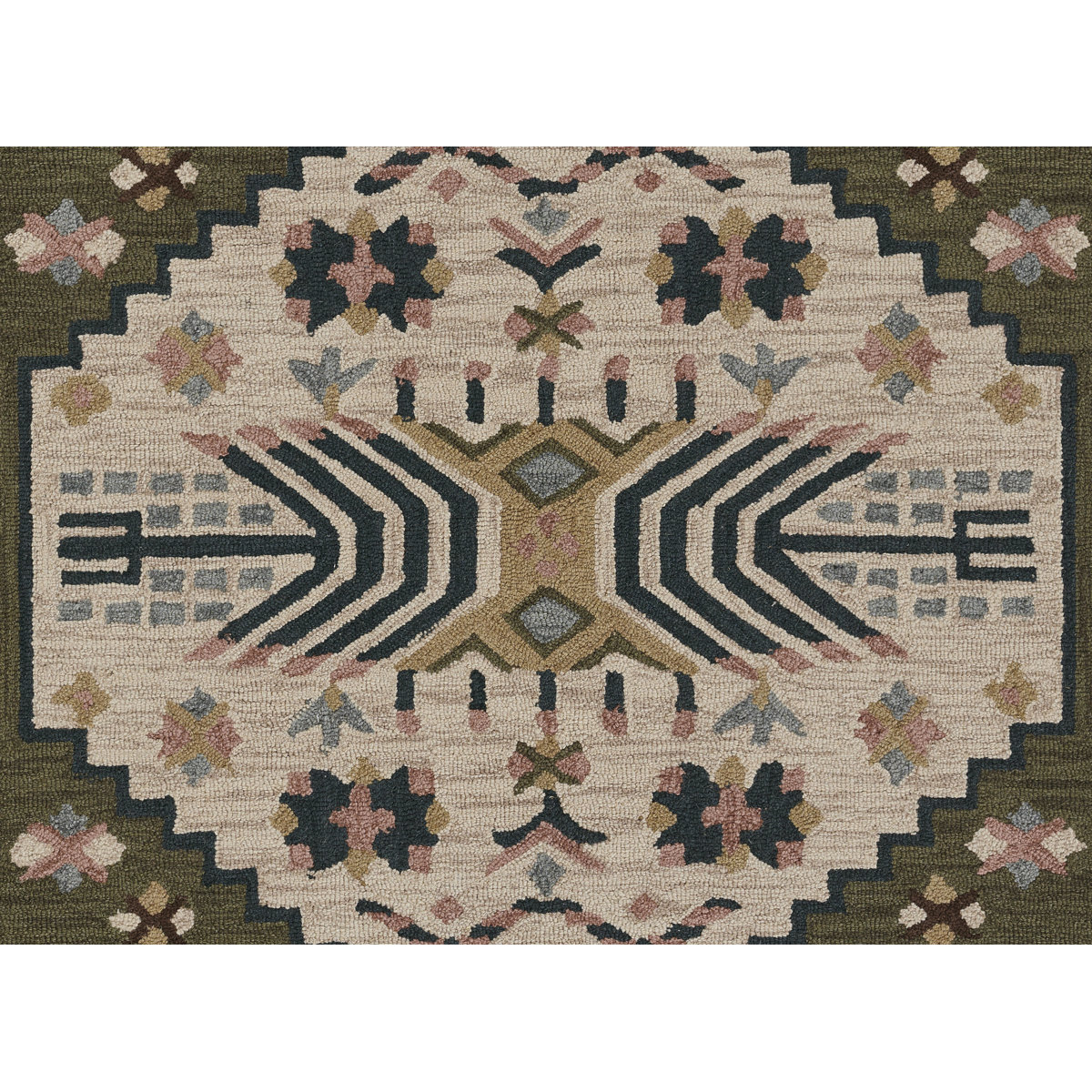 Joss & Main Anine Oriental Handmade Tufted Wool Green Area Rug ...