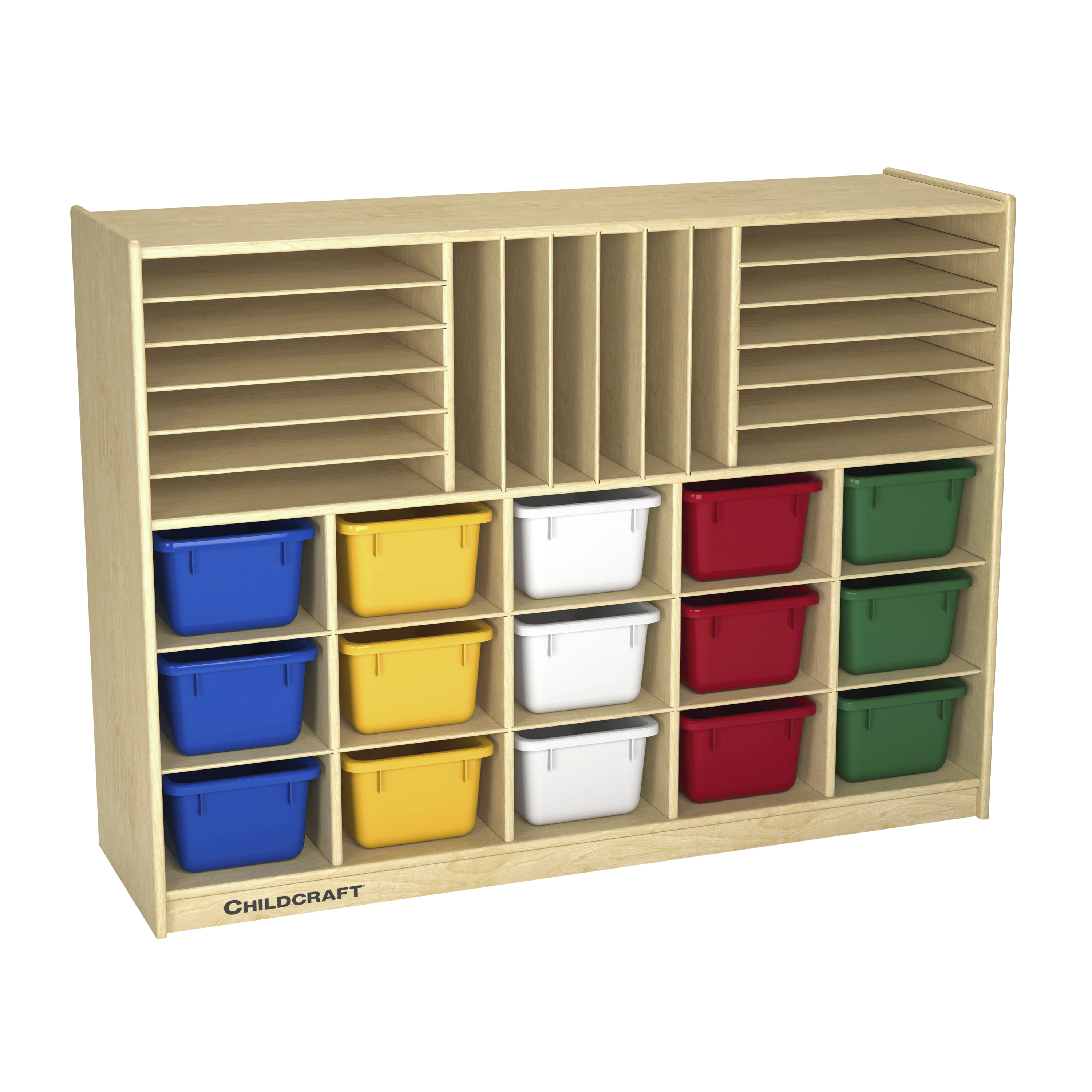 Childcraft Mobile Portfolio Centre 15 Compartment Cubby with Trays ...