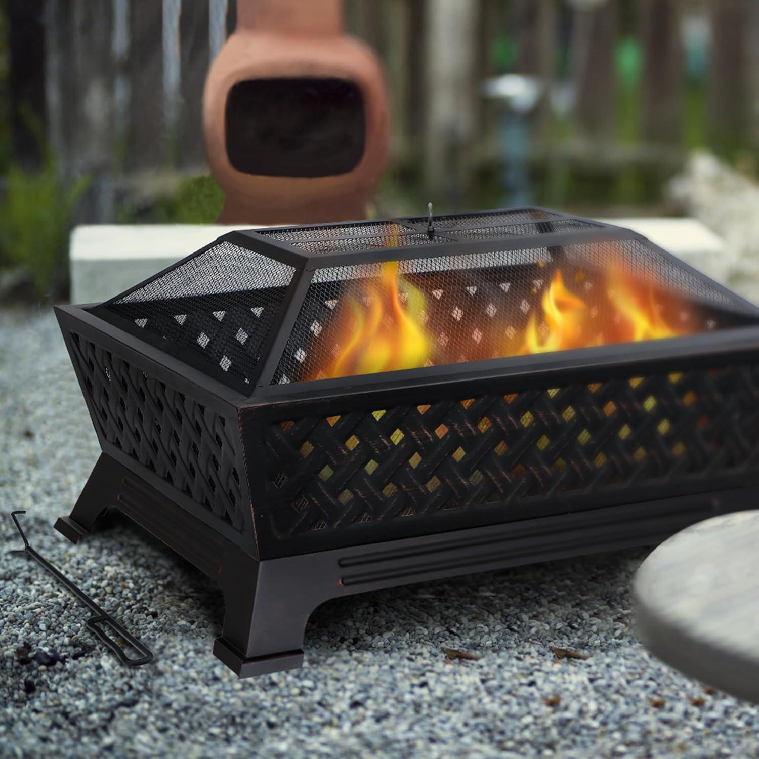 ENDOSTO 34" x 26" Firepits for Outside, Rectangular Wood Burning ...