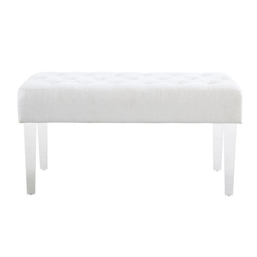 Mercer41 Audrey 35" Backless Glam Upholstered Bench with Acrylic Legs ...