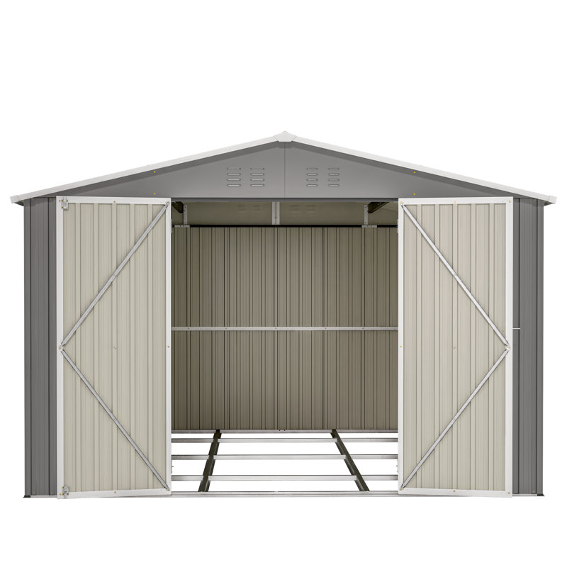 Thanaddo 10 ft. W x 12 ft. D Outdoor Metal Storage Shed & Reviews ...