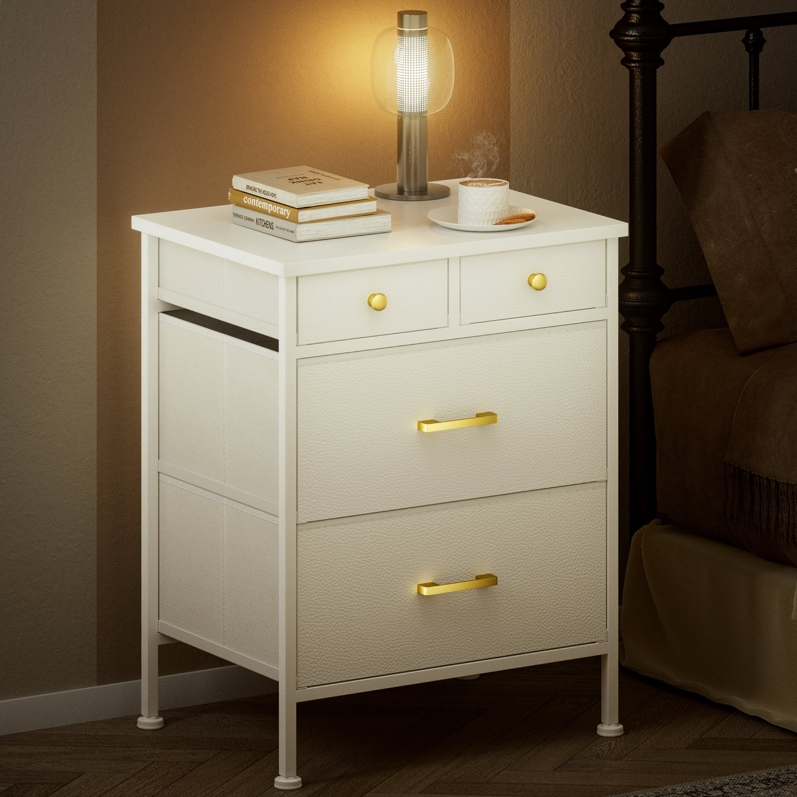 Mercer41 Night Stand with 4 Drawers Small Dresser for Bedroom End Table ...