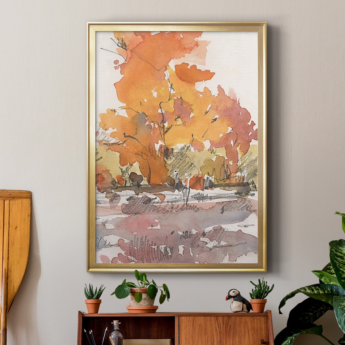 WexfordHome Watercolor Treeline Sketch II Framed On Paper Print | Wayfair