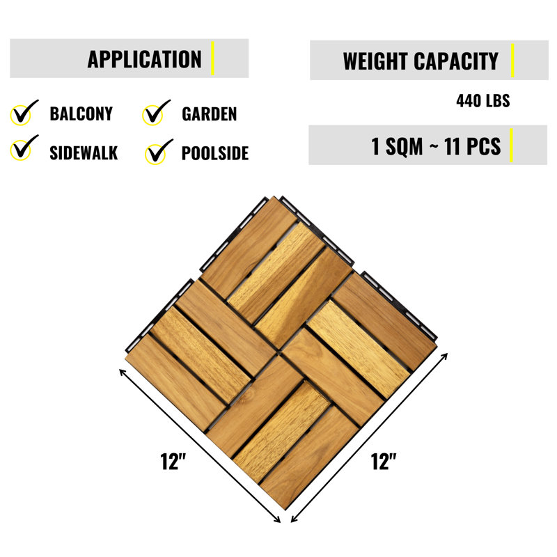 DYD Teak Interlocking Deck Tile Kit | Wayfair