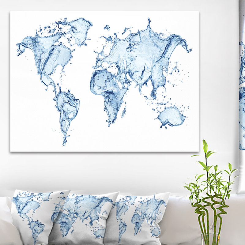East Urban Home " World Map Water Splash " on & Reviews | Wayfair
