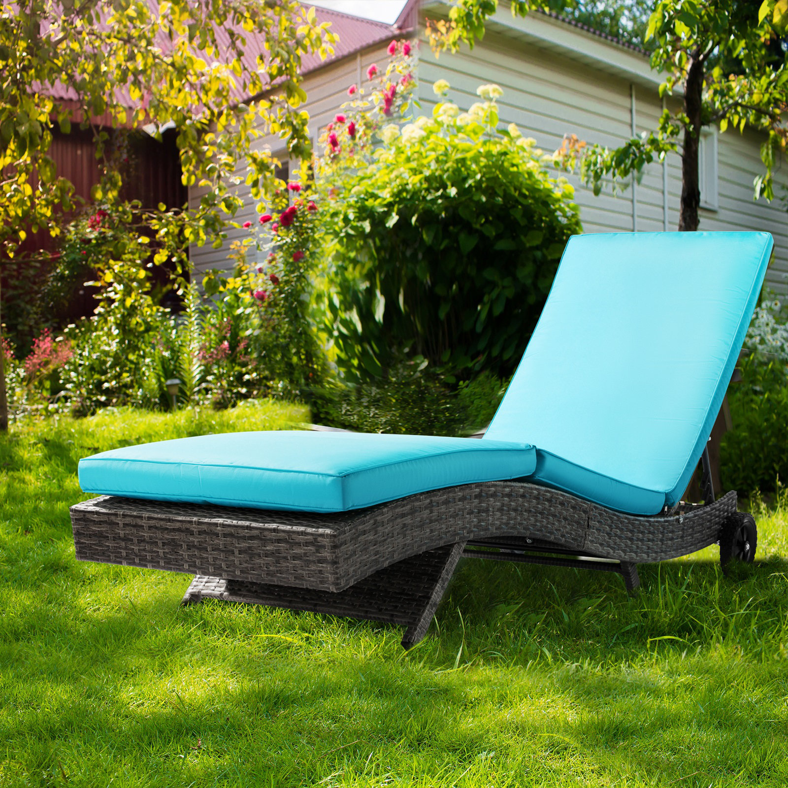 Ebern Designs Chaise longue simple inclinable avec coussins 86 po ...