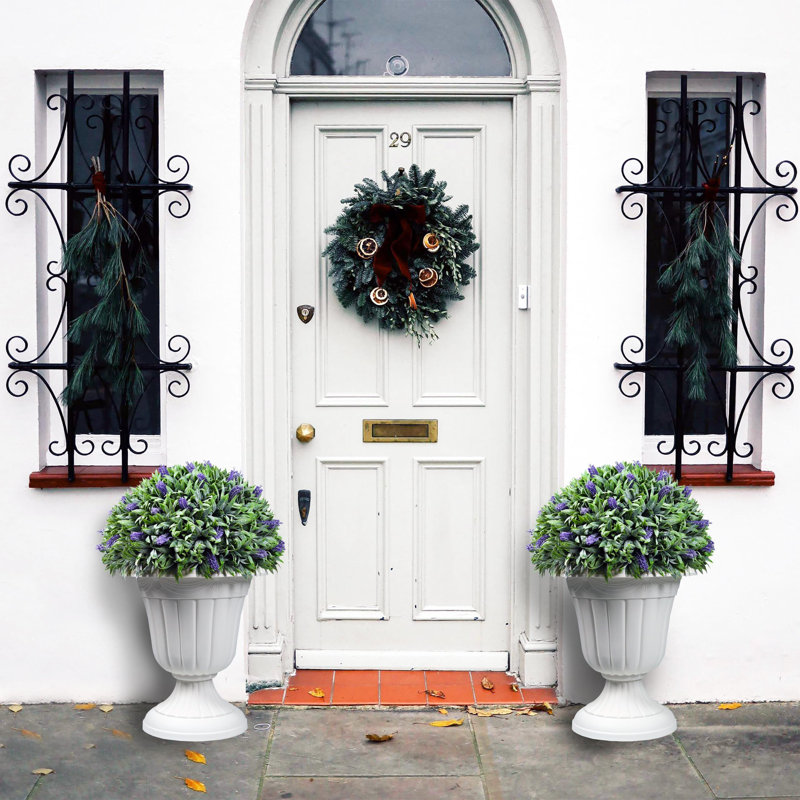 Primrue 2 Pcs 23" Artificial Plastic Lavender Topiary Ball Tree | Wayfair