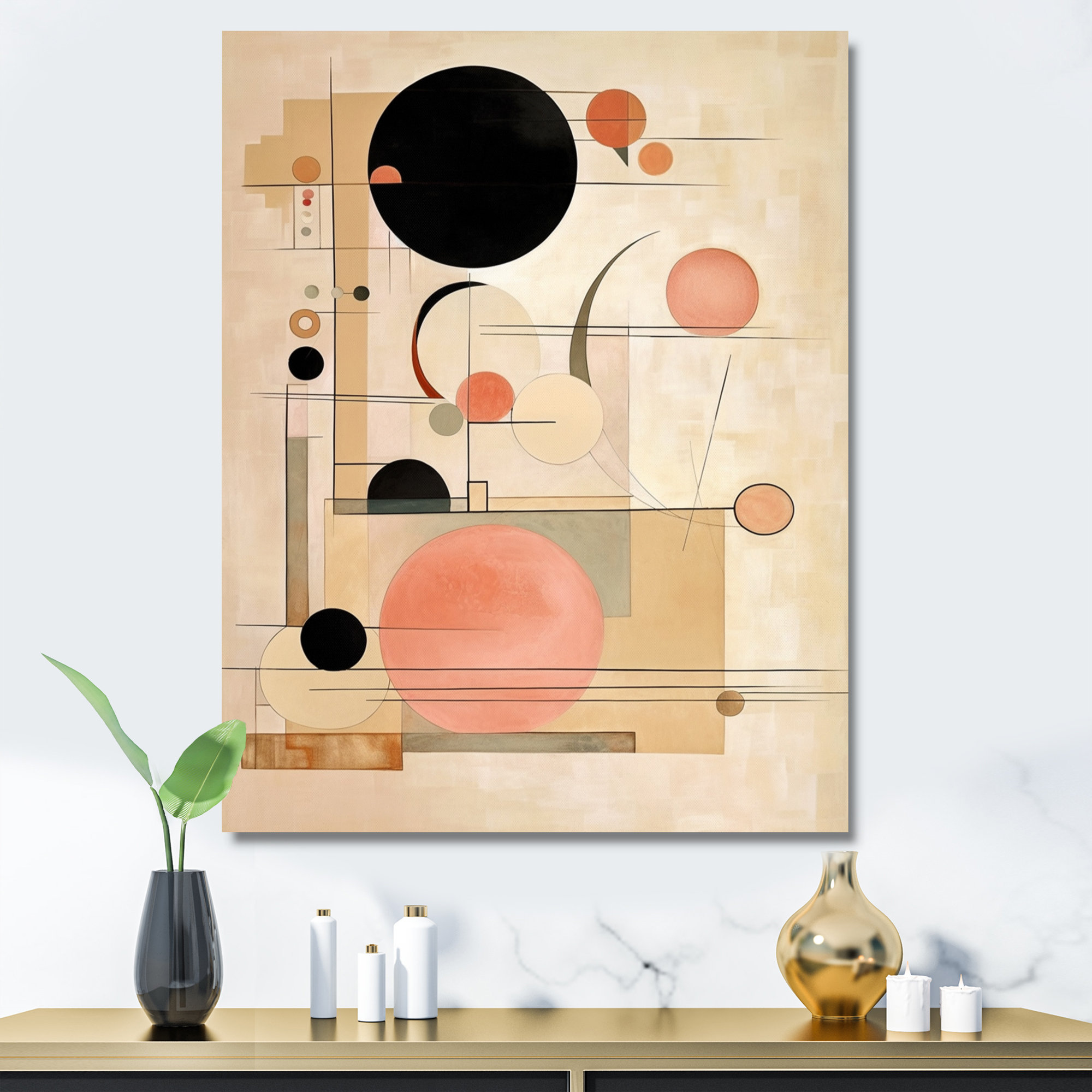 Wrought Studio™ Beige Geometry In Motion III On Canvas Print | Wayfair