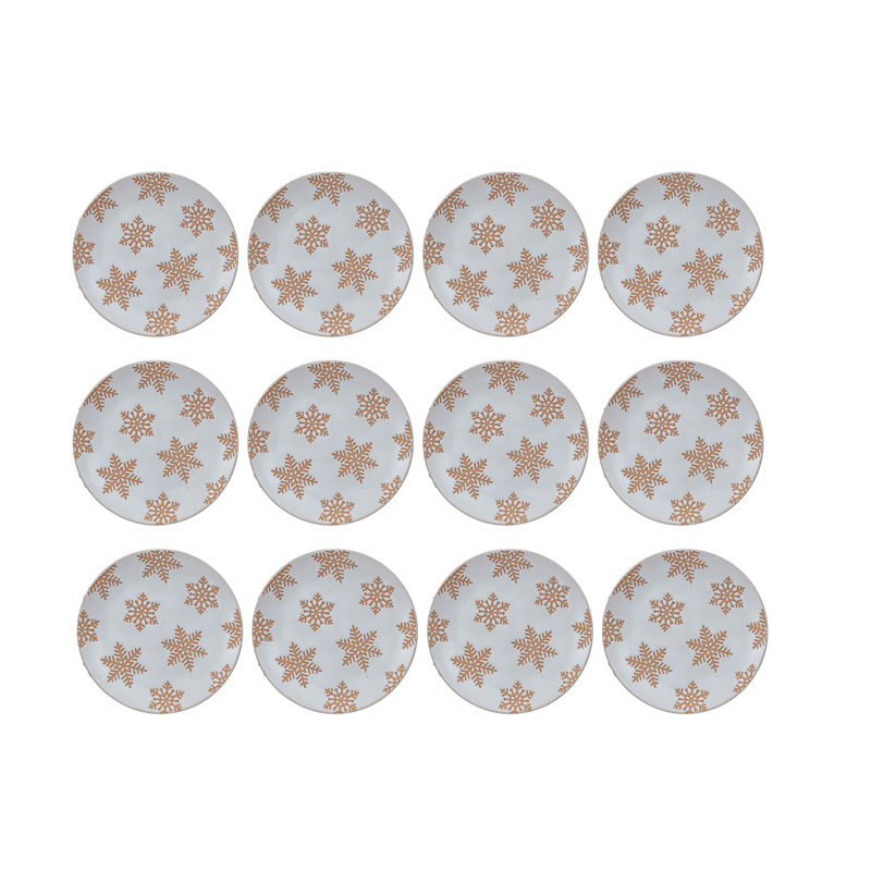 Lark Manor™ Round Stoneware Snowflake Plate | Wayfair