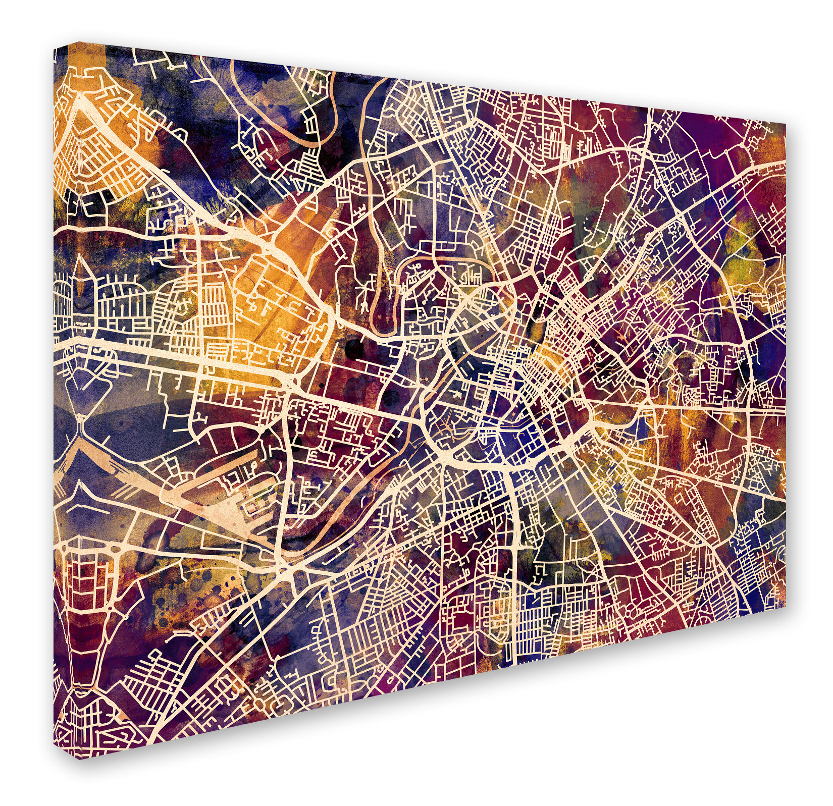 Ivy Bronx 'Manchester Street Map' Graphic Art on Wrapped Canvas | Wayfair