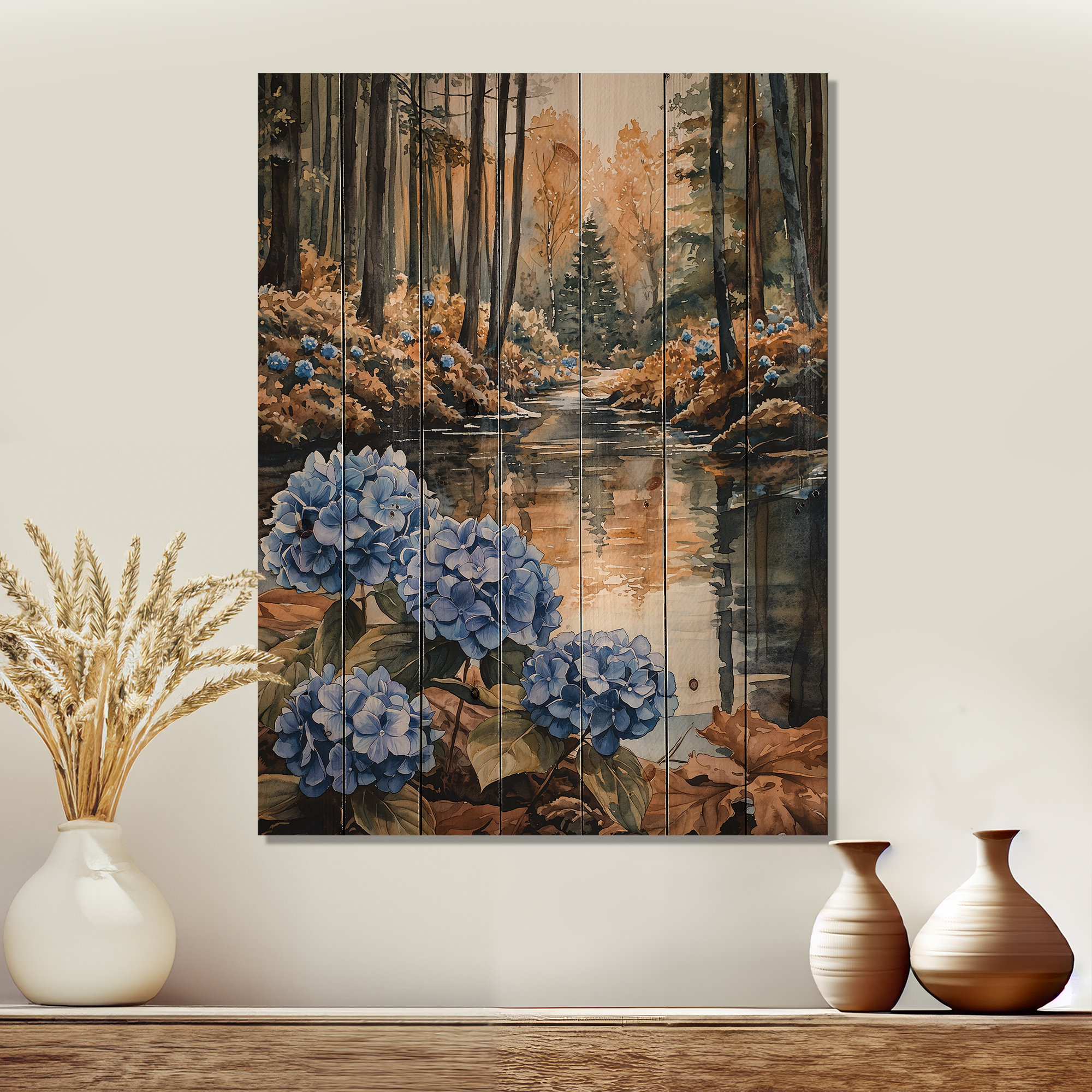 Ophelia & Co. Hydrangeas By The Forest River I - Hydrangea Wood Wall ...