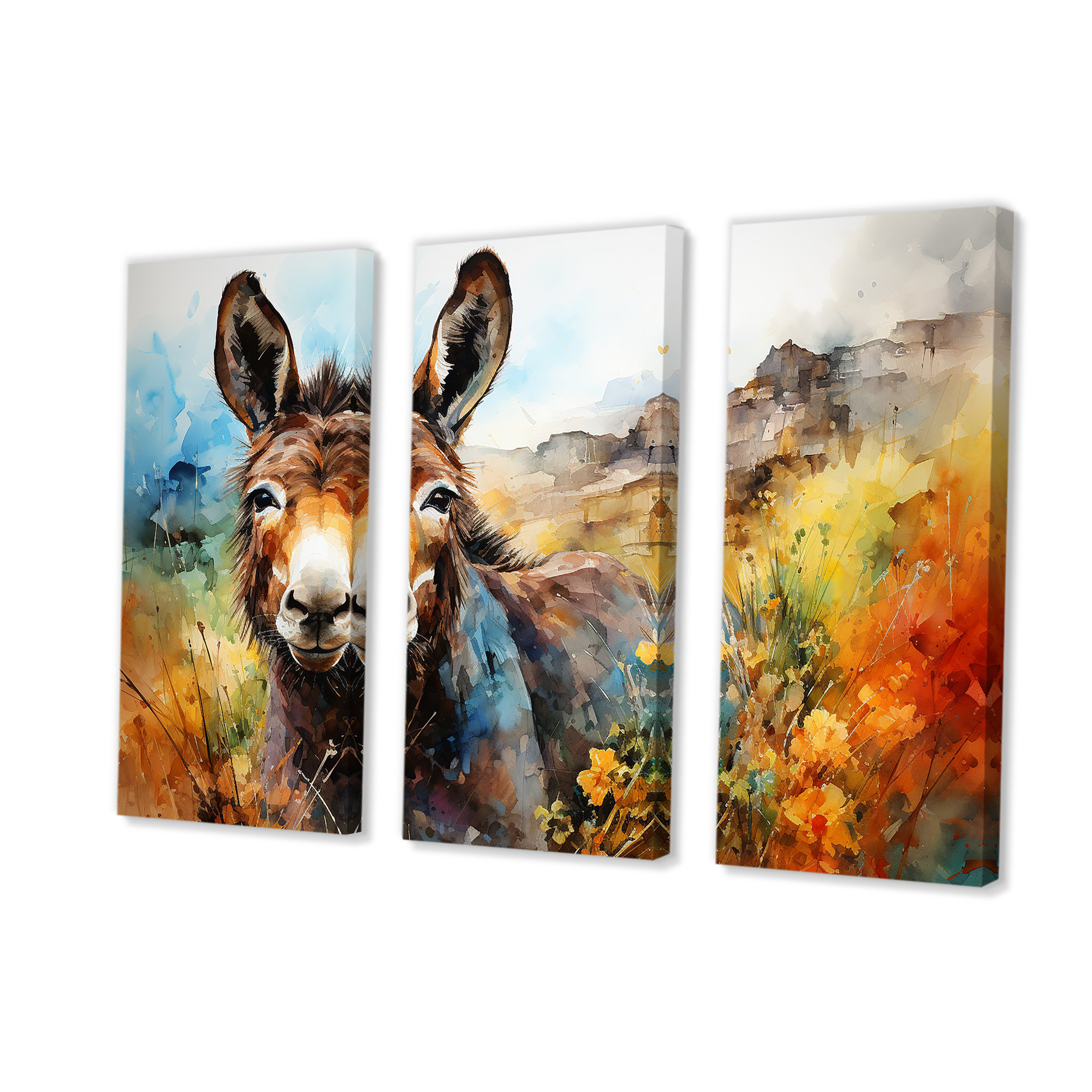 August Grove Patchwork Donkey Pastures I - Donkey Wall Art - Wayfair Canada