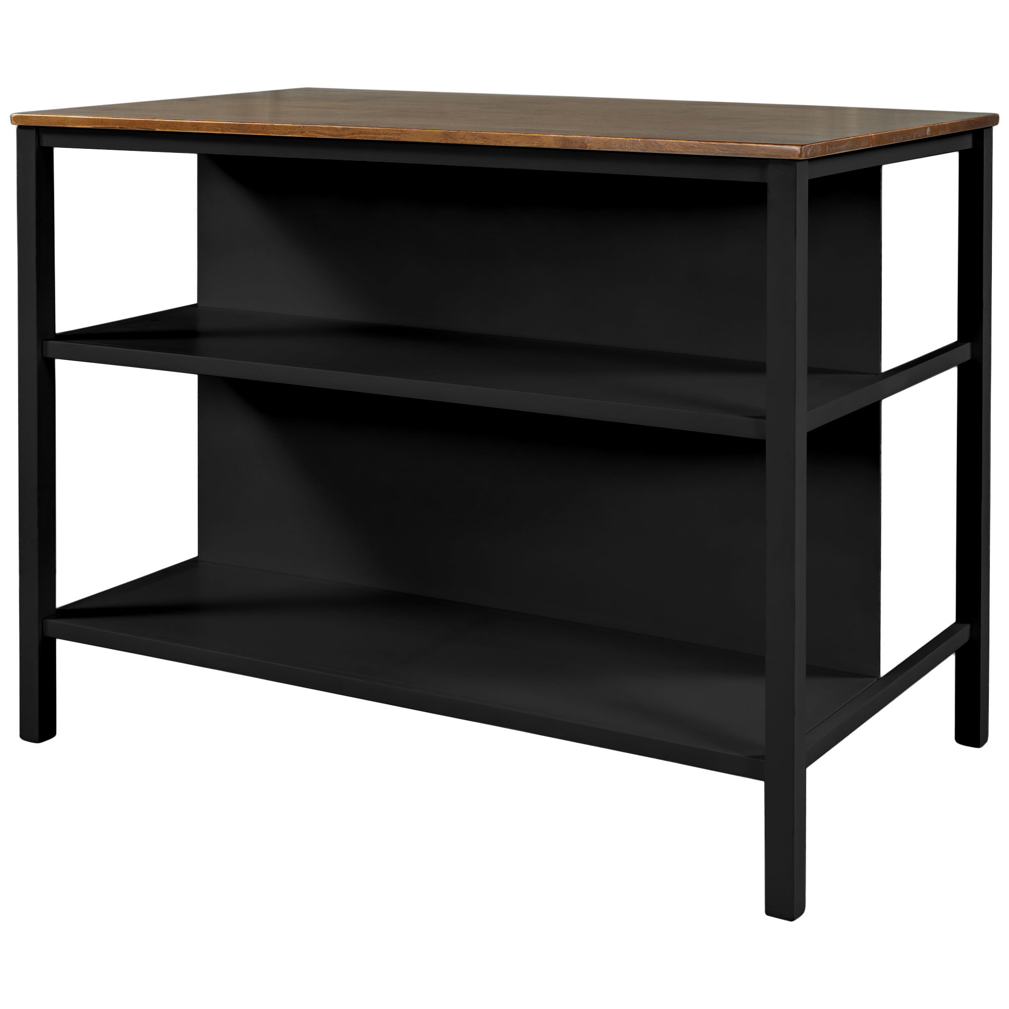 17 Stories Solid Wood Rustic 45" Stationary Kitchen Island, Rubber Wood ...