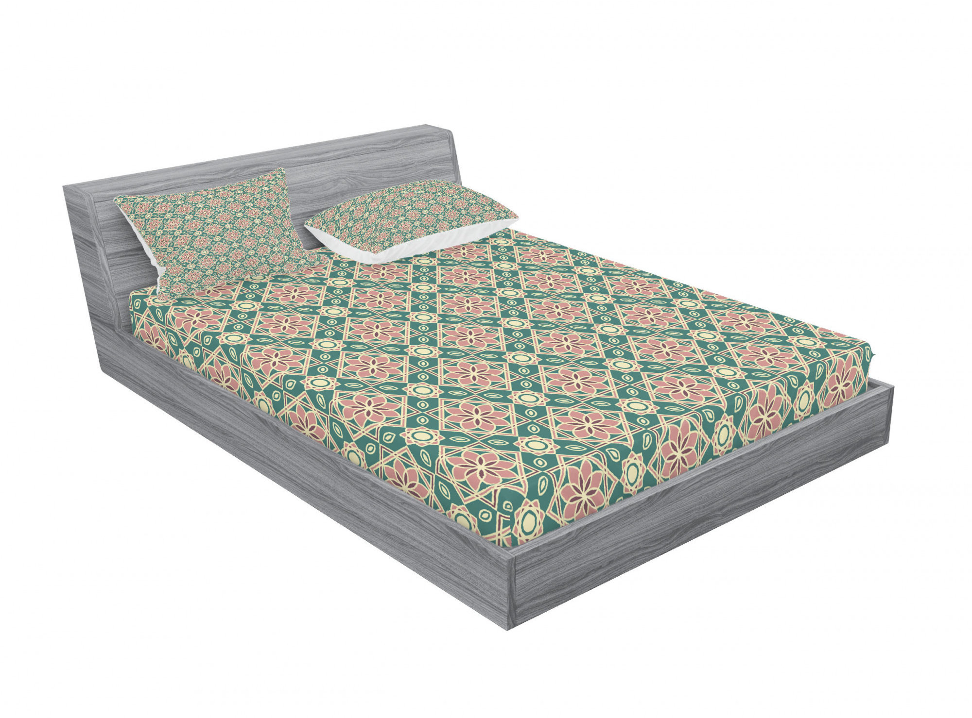 Ambesonne Vintage Mosaic Florets Zigzag Borders Geometric Sheet Set ...