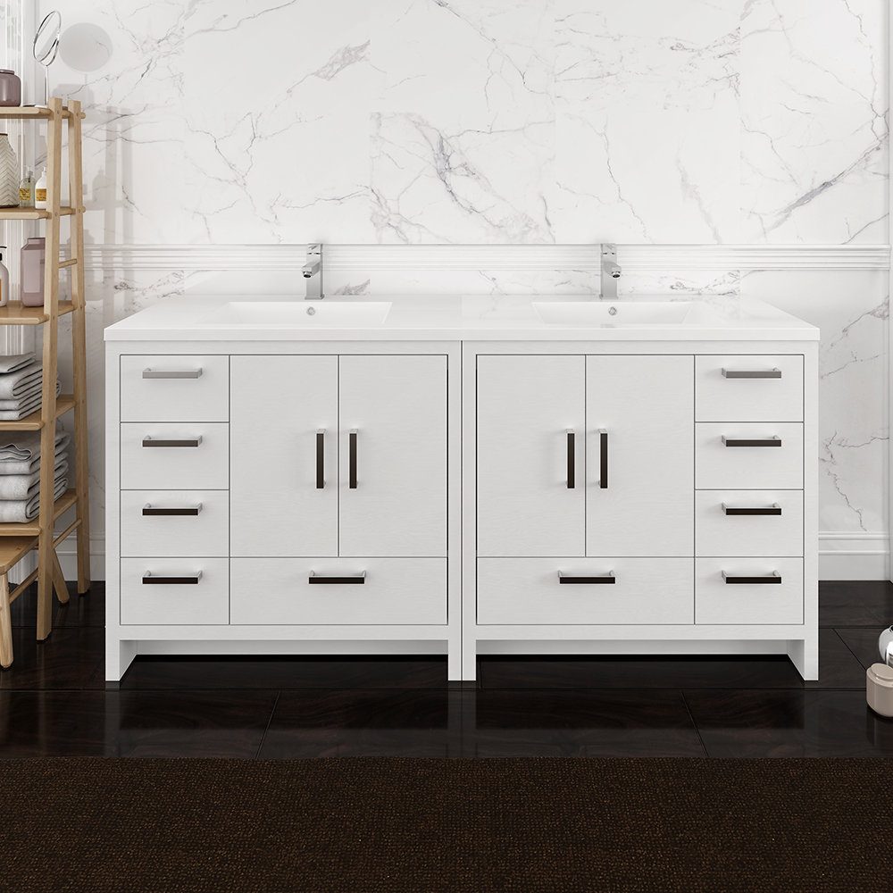 Fresca 72'' Free-standing Double Bathroom Vanity with Acrylic Vanity ...