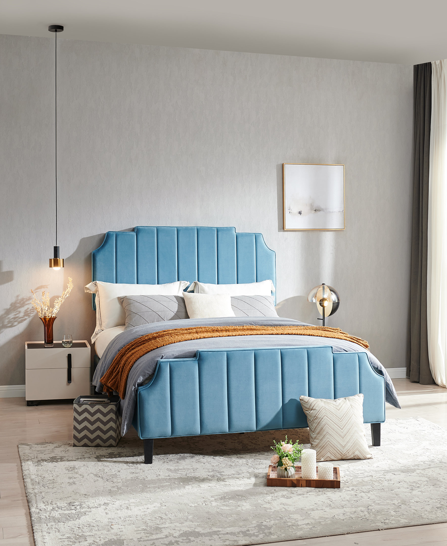 Mercury Row Brunk Upholstered Channel-Tufted Low Profile Platform Bed ...