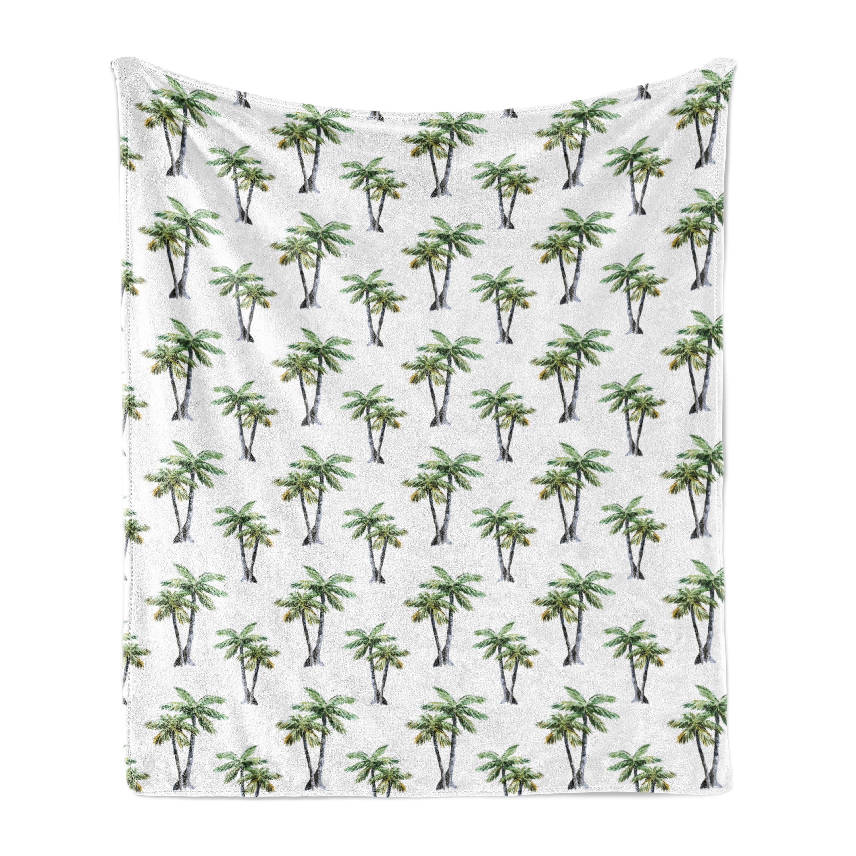 Ambesonne Palm Tree Fleece Throw Blanket Watercolor Trees Art 50" Grey ...