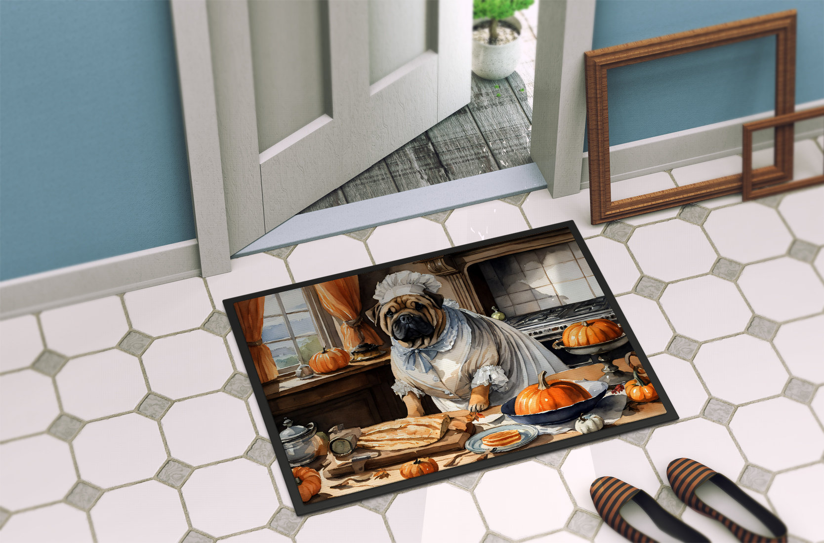 East Urban Home Shar Pei Fall Kitchen Pumpkins Doormat DAC1812 ...