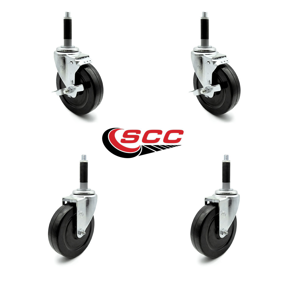 Service Caster 4 Piece Hard Rubber Wheel Swivel 3/Expanding Stem Caster ...