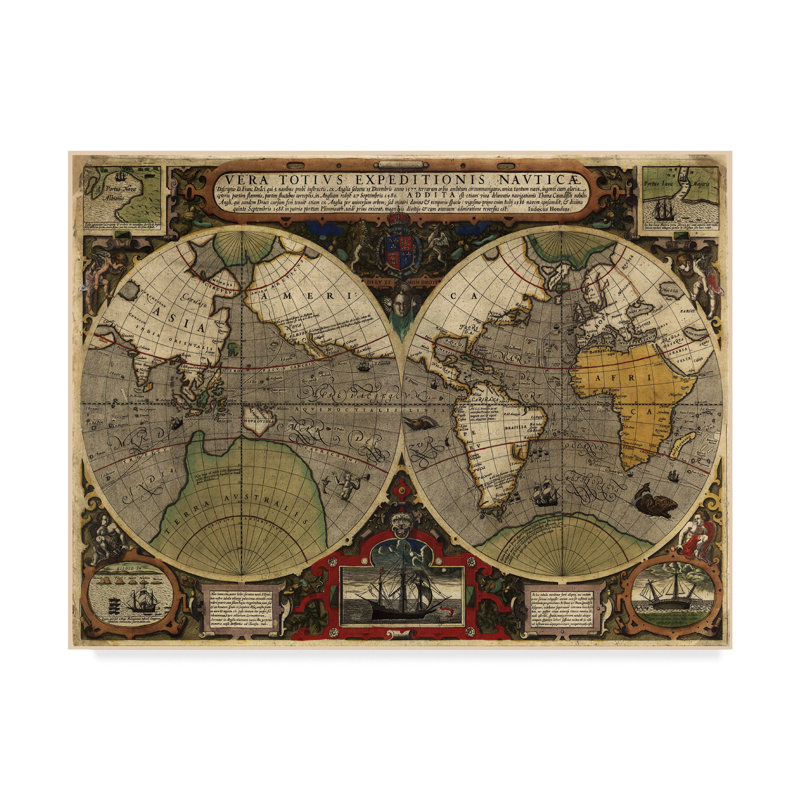 Trademark Art Map Of The World 1595 On Canvas by Lavoie Print | Wayfair