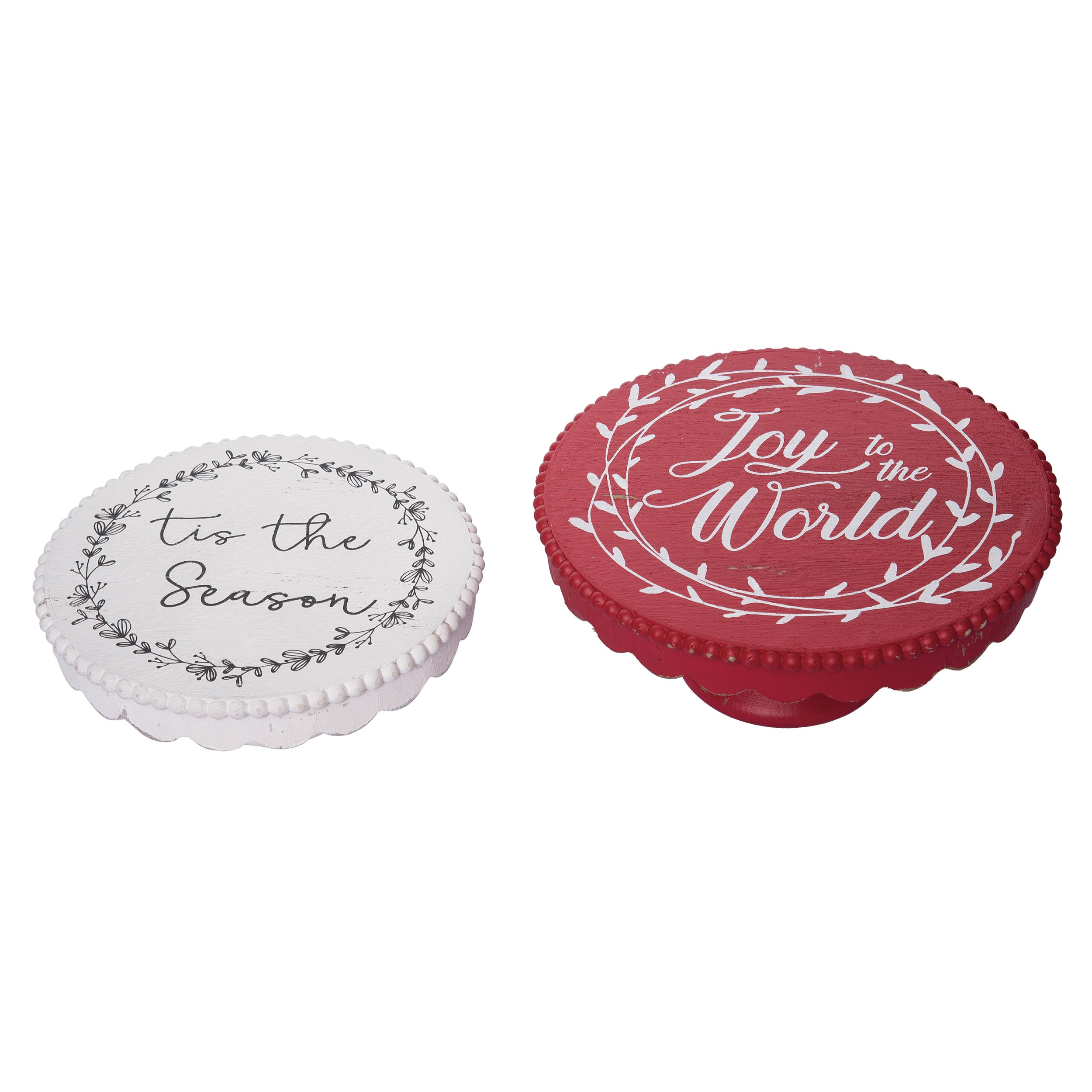 The Holiday Aisle® Wood 10.25 in. Christmas Pedestals Set of 2 | Wayfair
