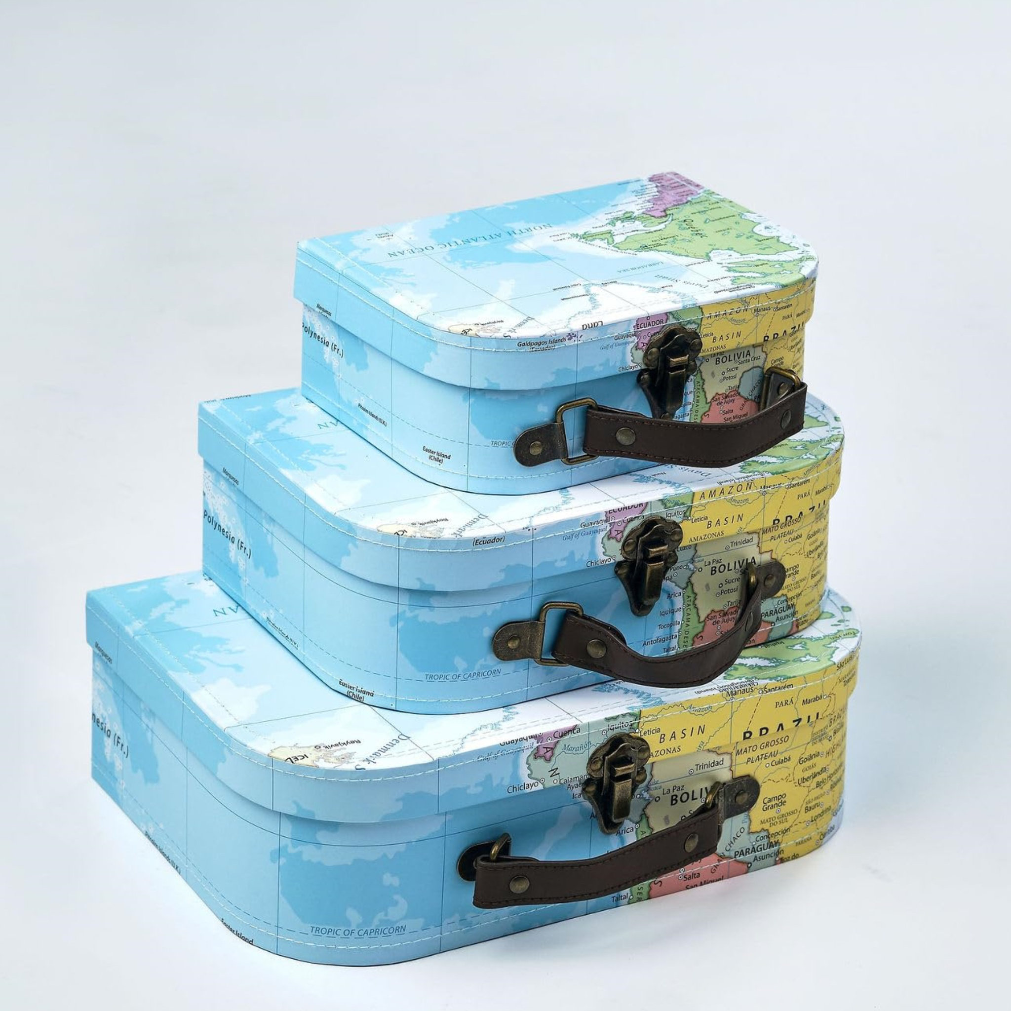 Longshore Tides Set of 3 Paperboard Suitcases Decorative Storage Boxes ...