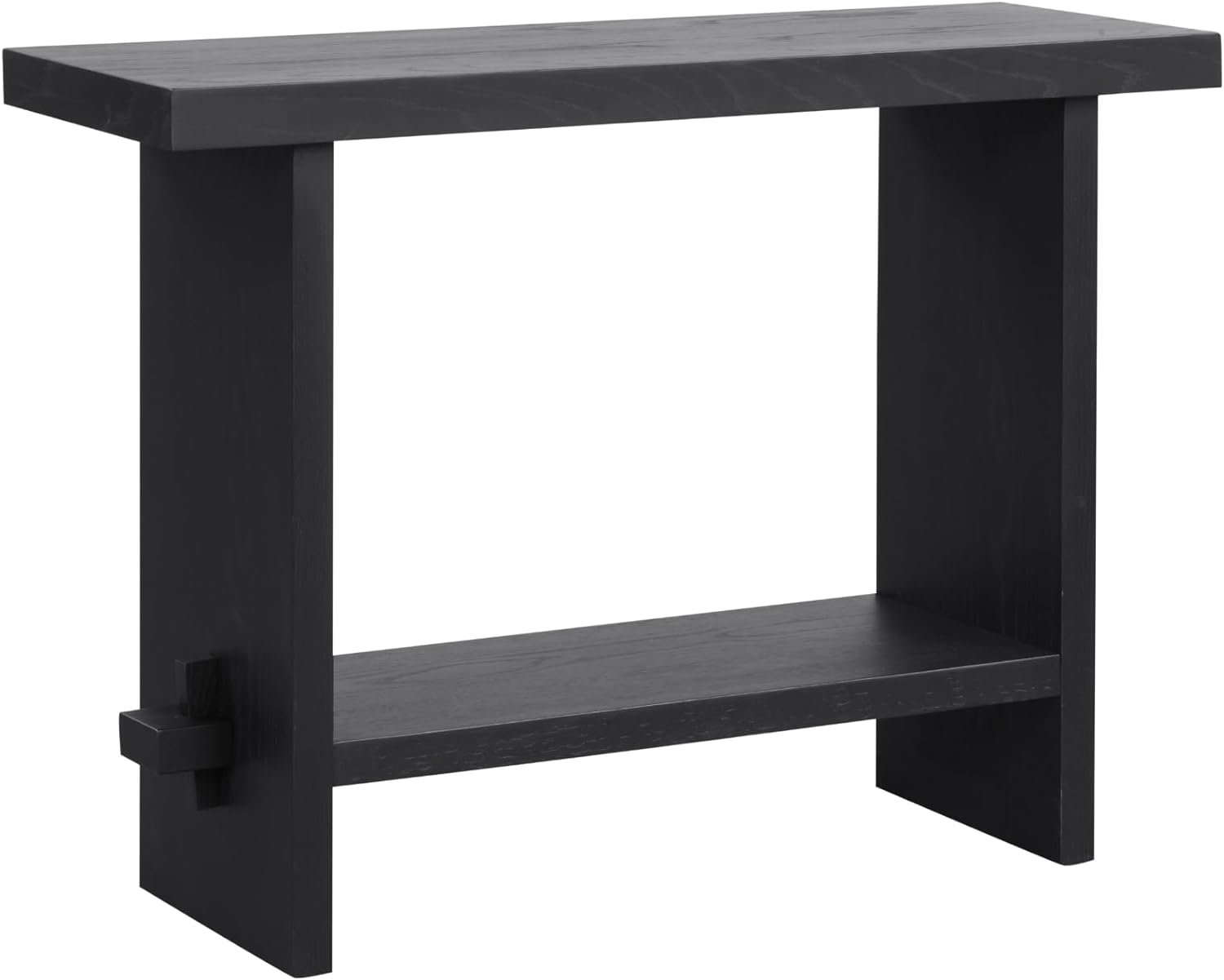 17 Stories Reclaimed Black Oak Console Table, 2-Tier Narrow Sofa Table ...