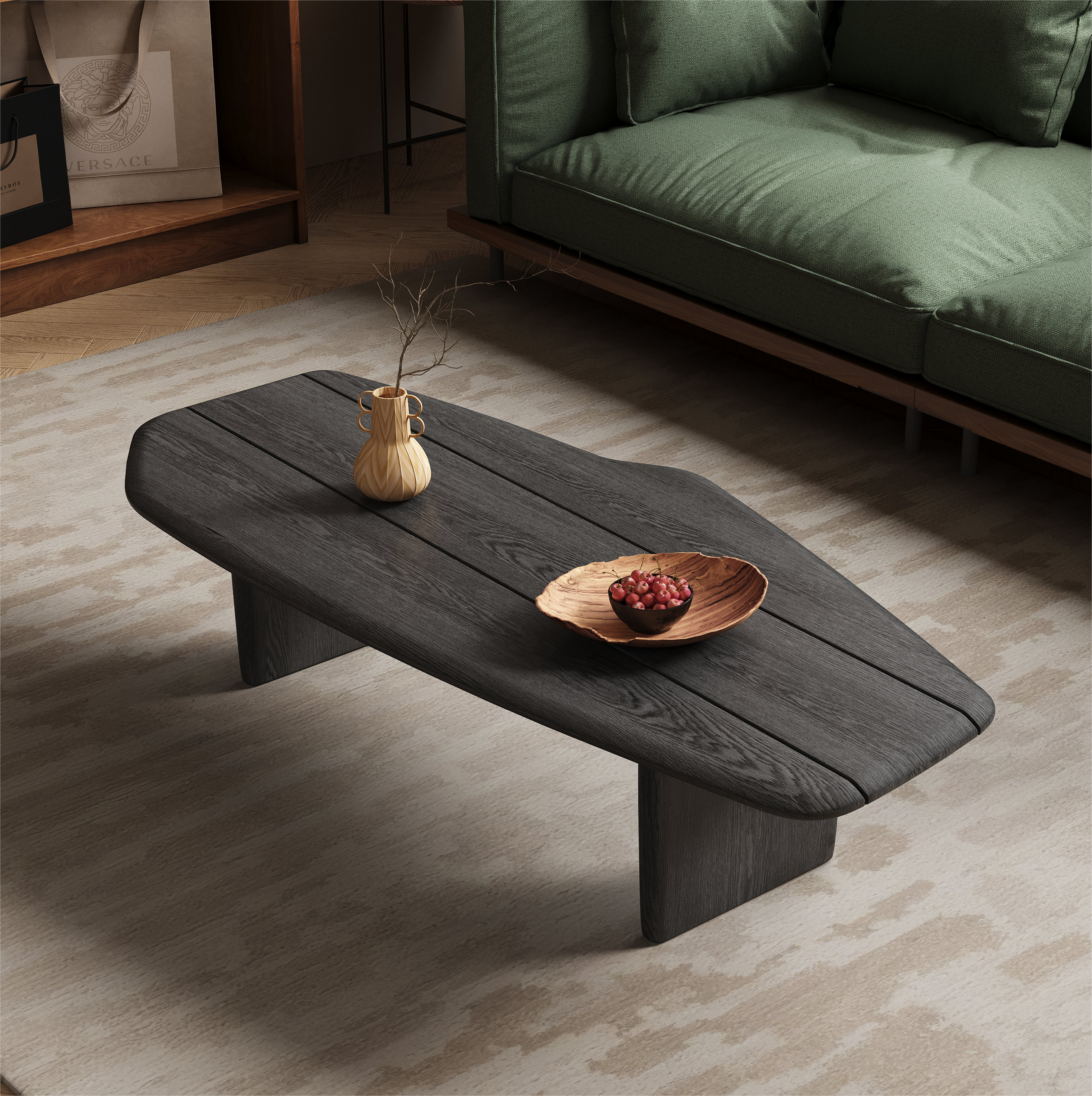 Ivy Bronx Pompilia Industrial Farmhouse Coffee Table - Modern Black ...