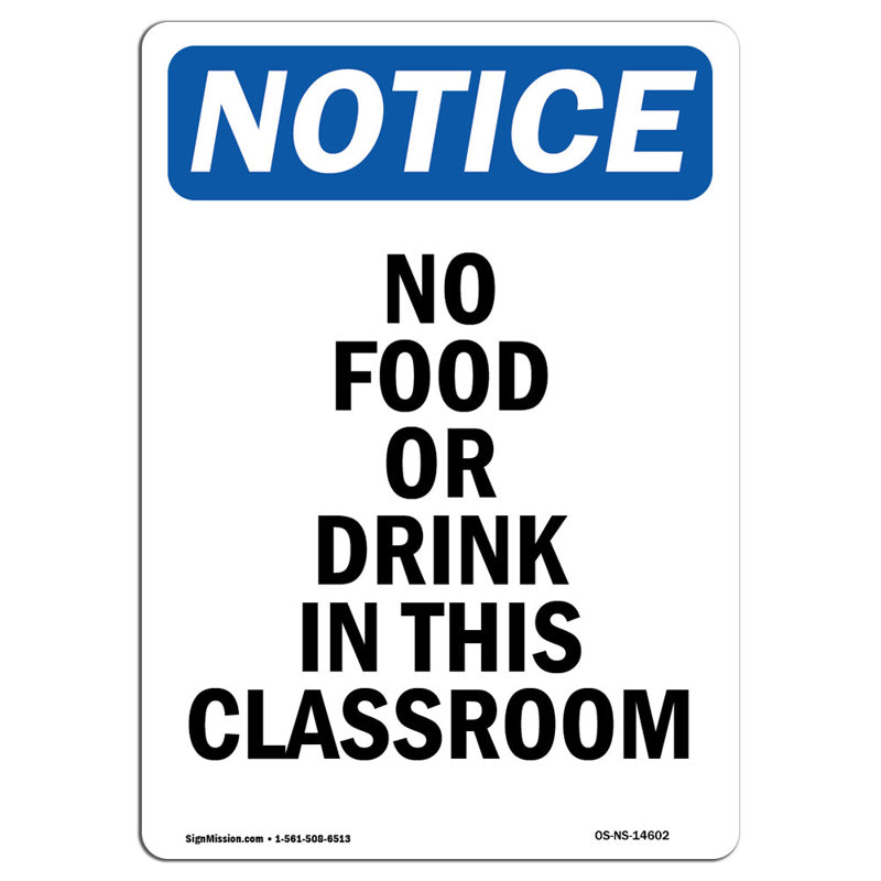 SignMission No Food or Drink in This Classroom Sign | Wayfair