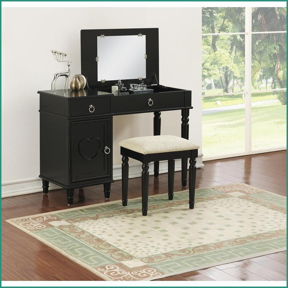Mercer41 Classic Cherry Vanity Set with Stool | Flip-Down Mirror ...