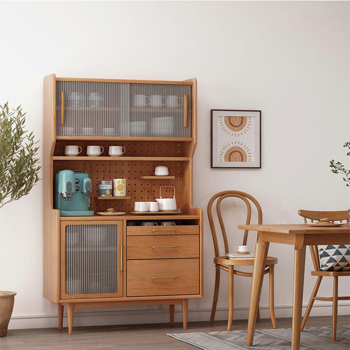 Corrigan Studio® Scandinavian Cherry Wood Storage Food Cabinet | Wayfair