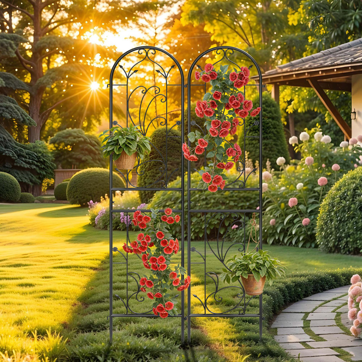 Lark Manor™ Rustproof 2-Pack Garden Trellises, Metal Climbing Frame For ...