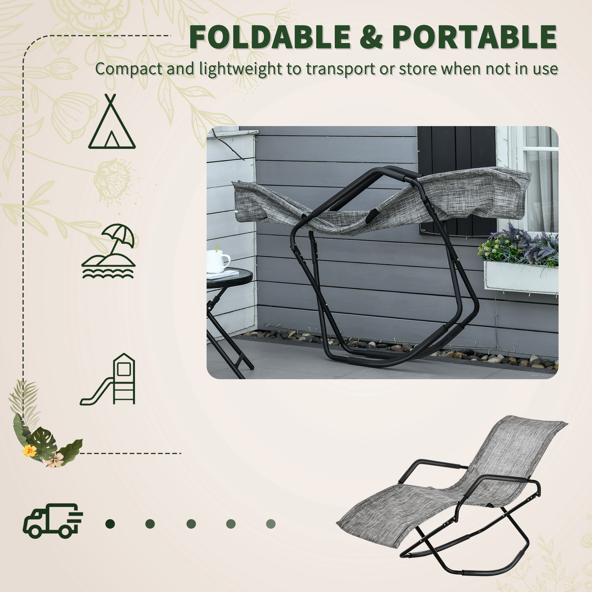 Wrought Studio™ Rocking Sun Lounger, Chaise Lounge Rocker For ...