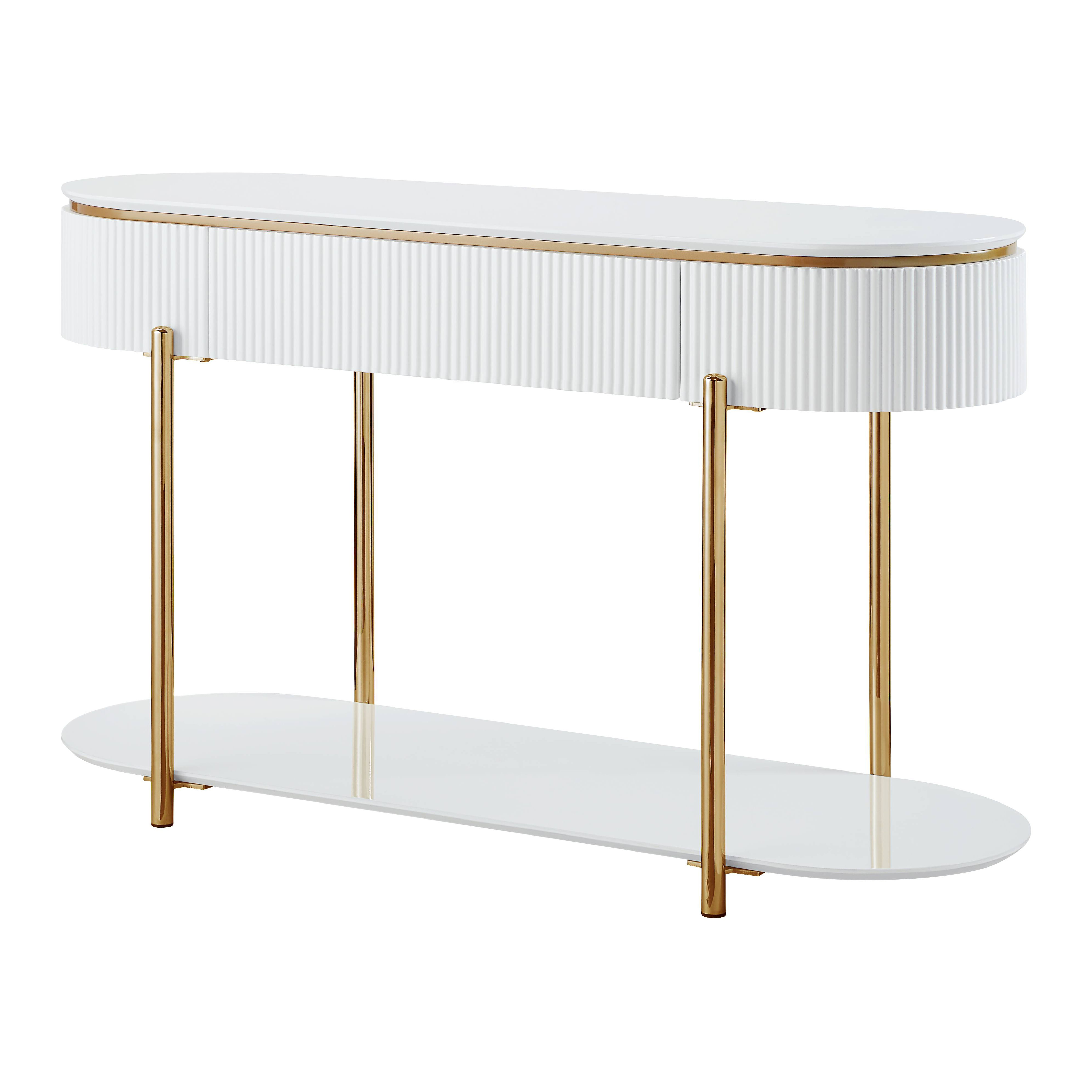Mercer41 Sadia 46.6'' W Sofa Table in White and Gold | Wayfair