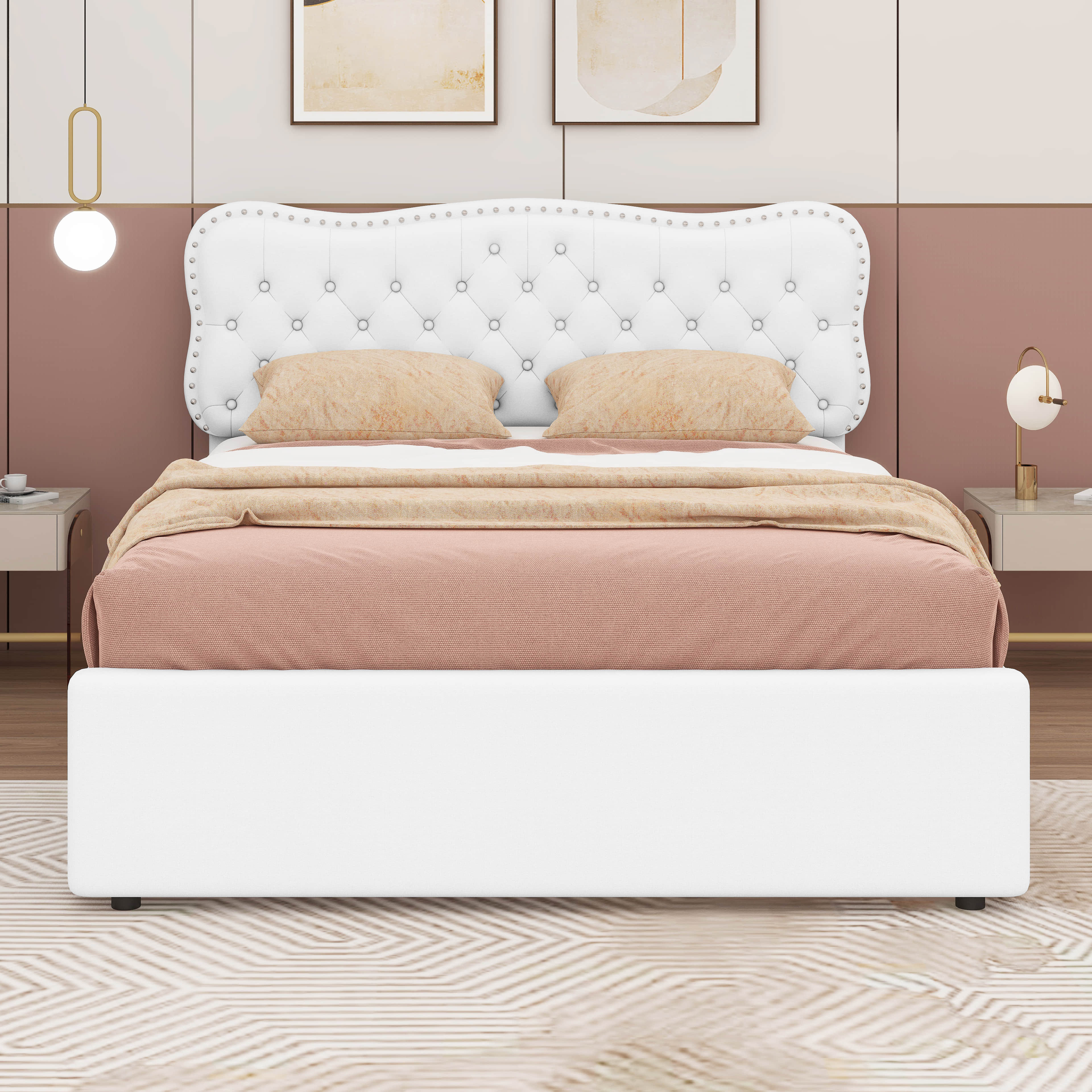 Red Barrel Studio® Aurora Queen Size Upholstery Platform Bed With ...