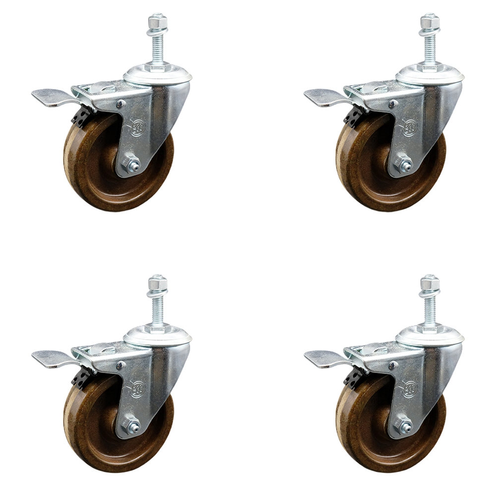 Service Caster 4 Inch High Temp Phenolic Swivel 3/8 Inch Stem Caster ...