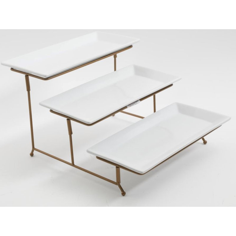 Gibson Home Gracious Dining Dinnerware, 3-Tier Rectangle Plate Serving ...