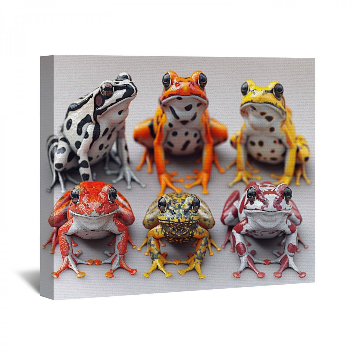 Ebern Designs Colorful Frogs Framed On Canvas Print | Wayfair