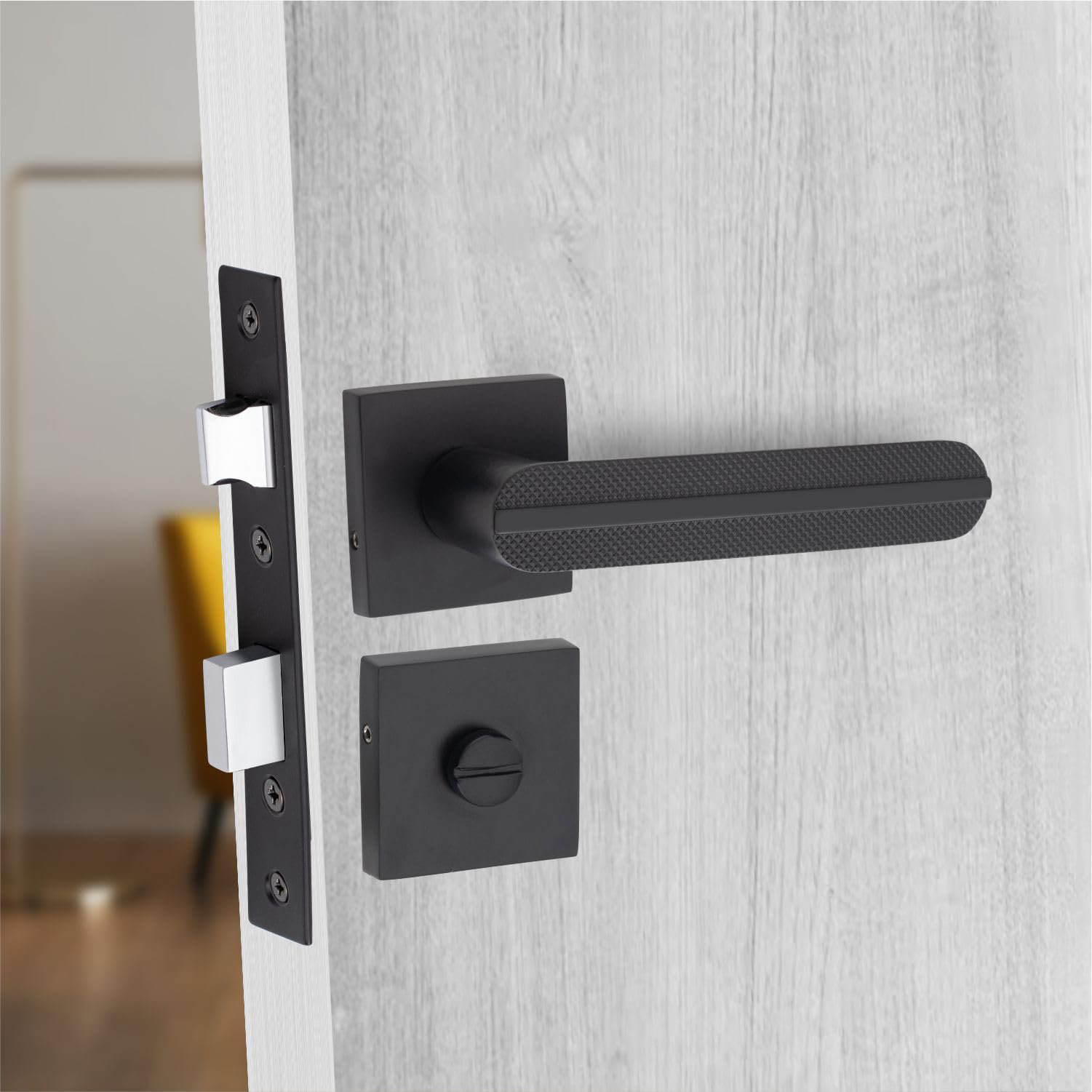 Ivy Bronx Modern Lima Design Premium Bathroom Door Handles on Square ...