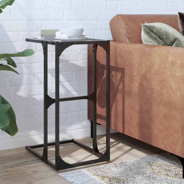DEvidaxl Vidaxl side table with black glass top 40 x 30 x 61.5cm steel ...