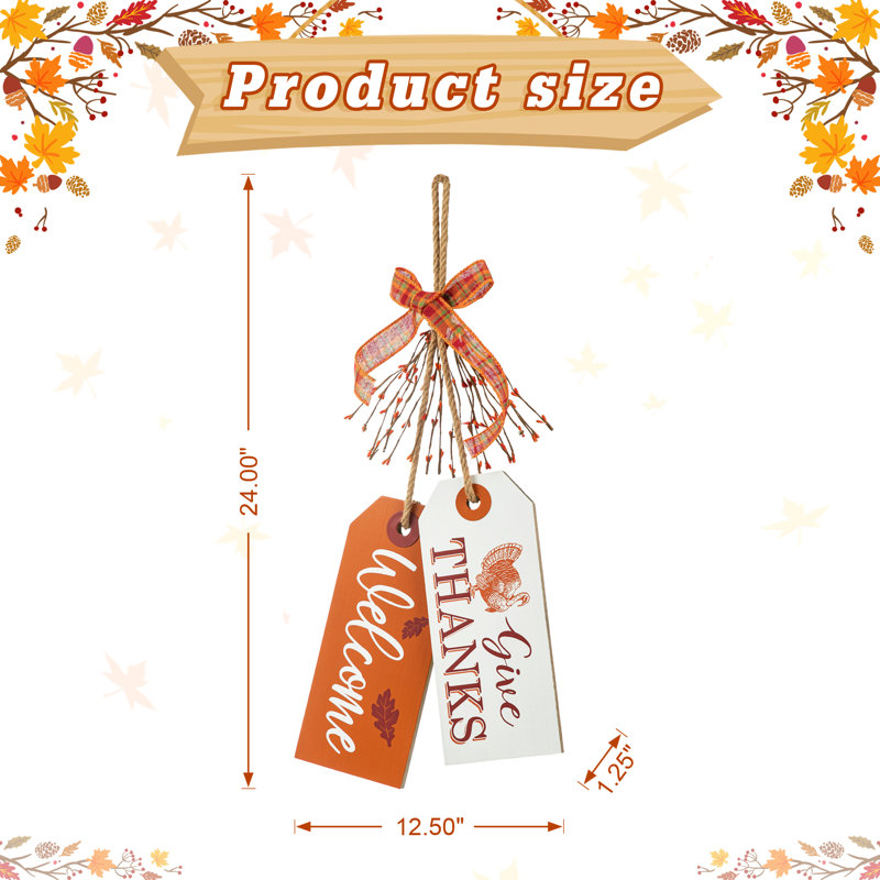 The Holiday Aisle® 24"H Thanksgiving Wooden "Give Thanks" Door Hanger ...