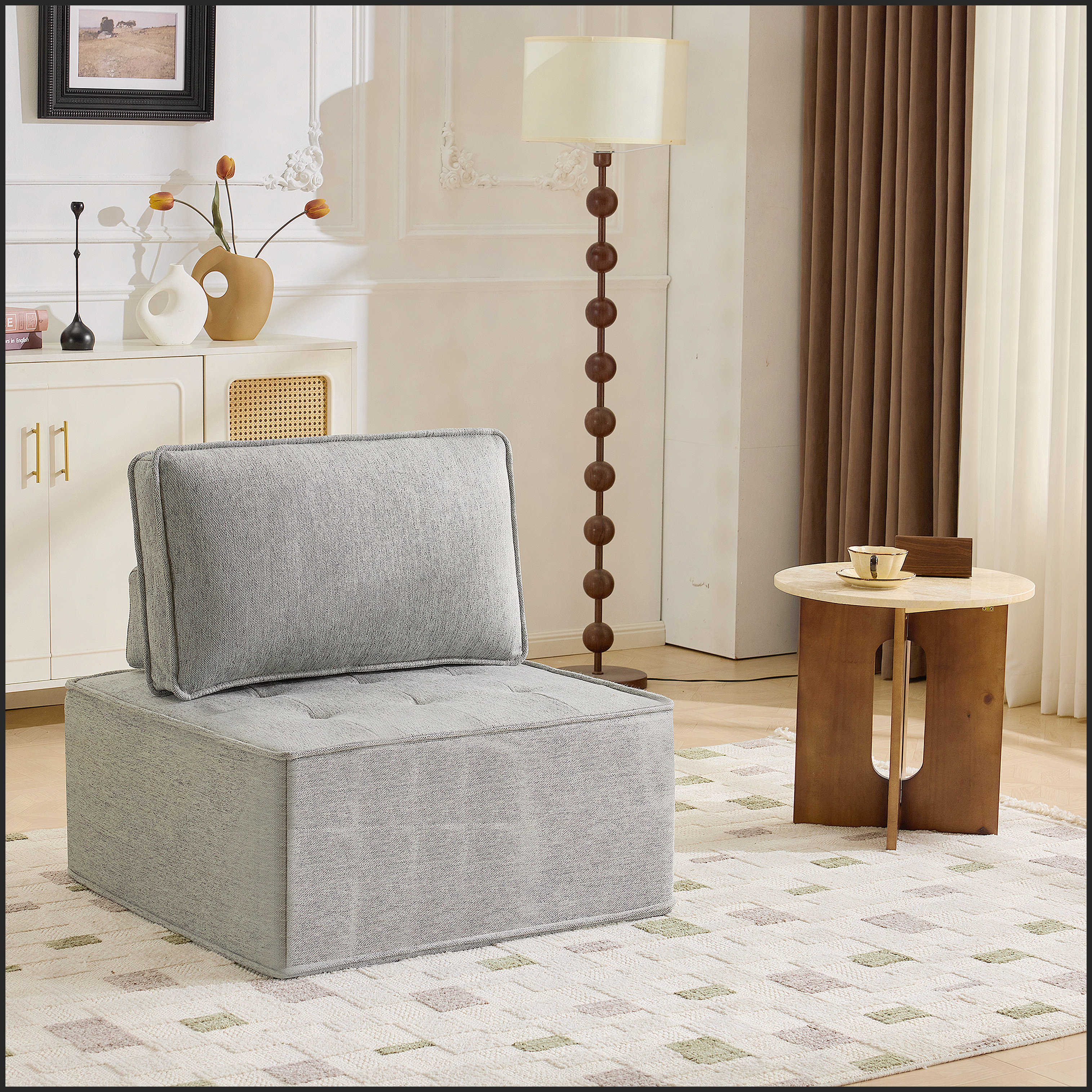 Latitude Run® Dark Gray Linen Wooden Frame Modular Sofa, Perfect for ...