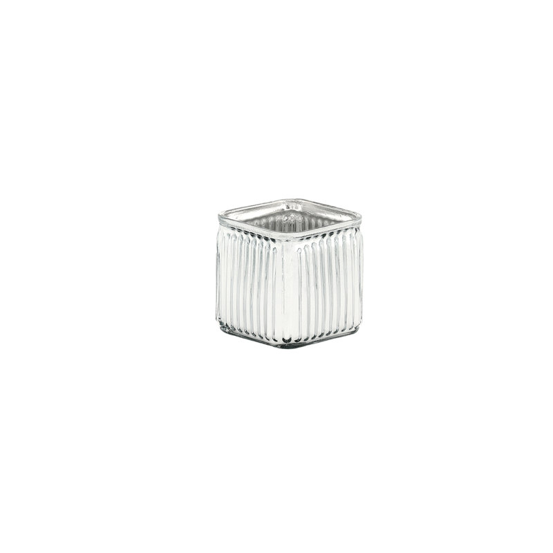 Ebern Designs Machine Made Glass Cube Vase Silver-5.00''H | Wayfair