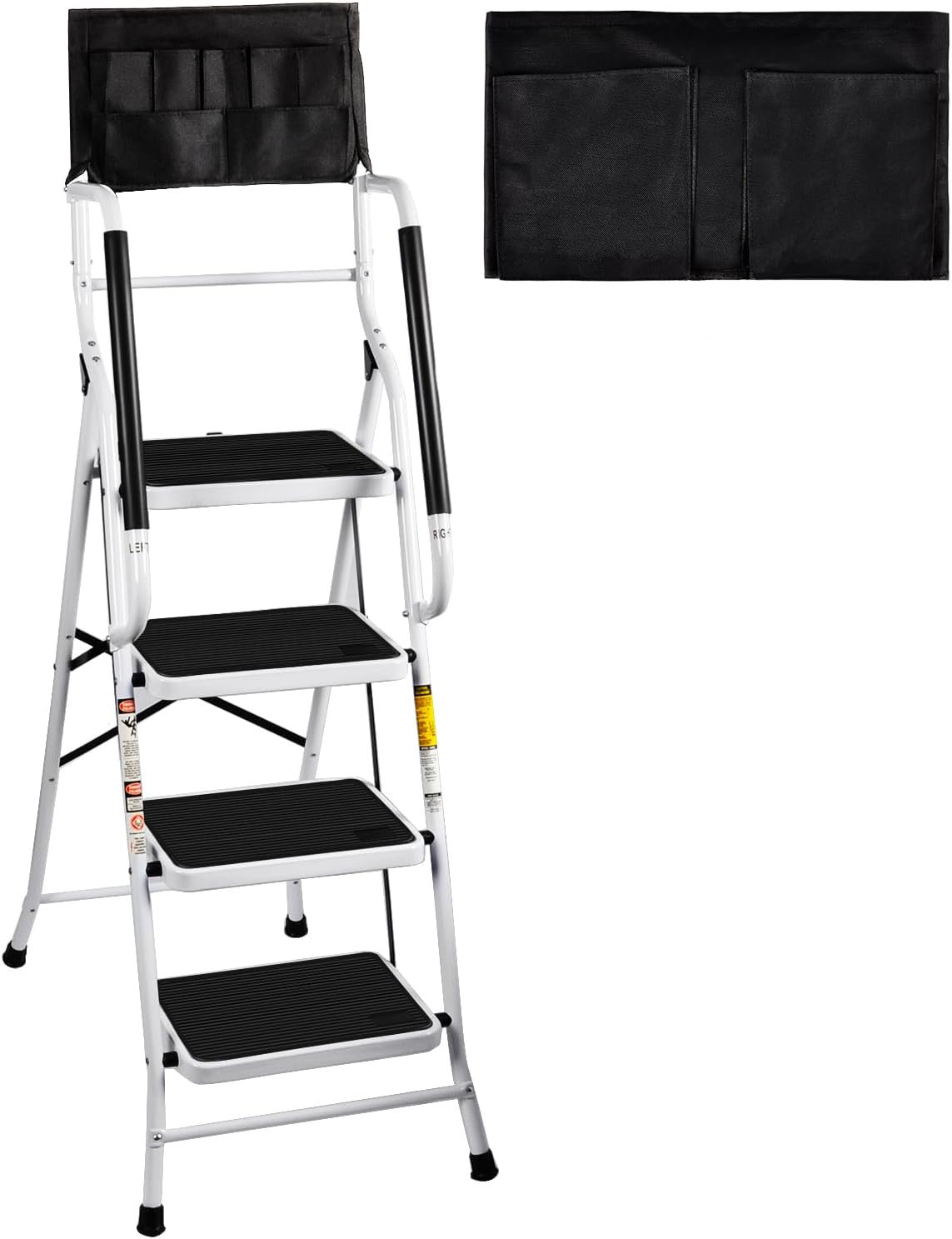 WFX Utility™ 4 Step Ladder With Handrails And Tool Bag,300 Lb Heavy ...