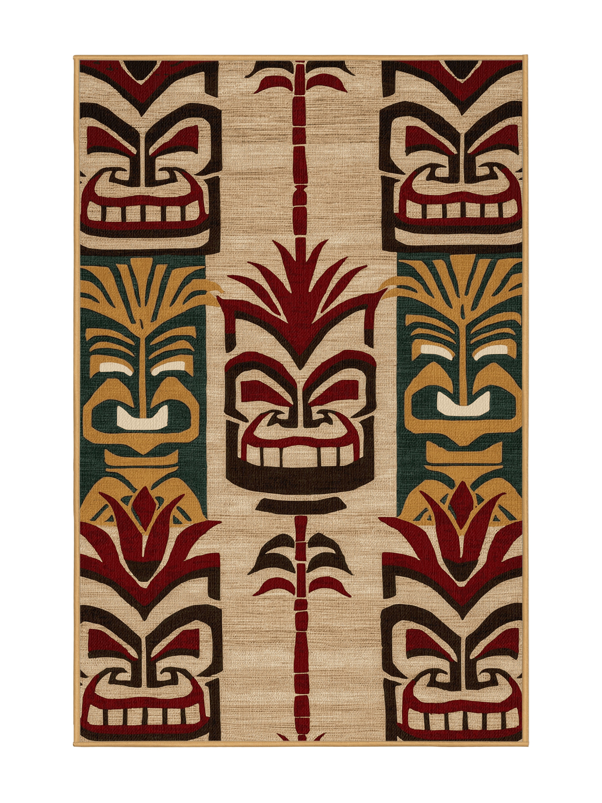 Bayou Breeze Washable Tiki Faces Hawaiian Area Rug | Wayfair