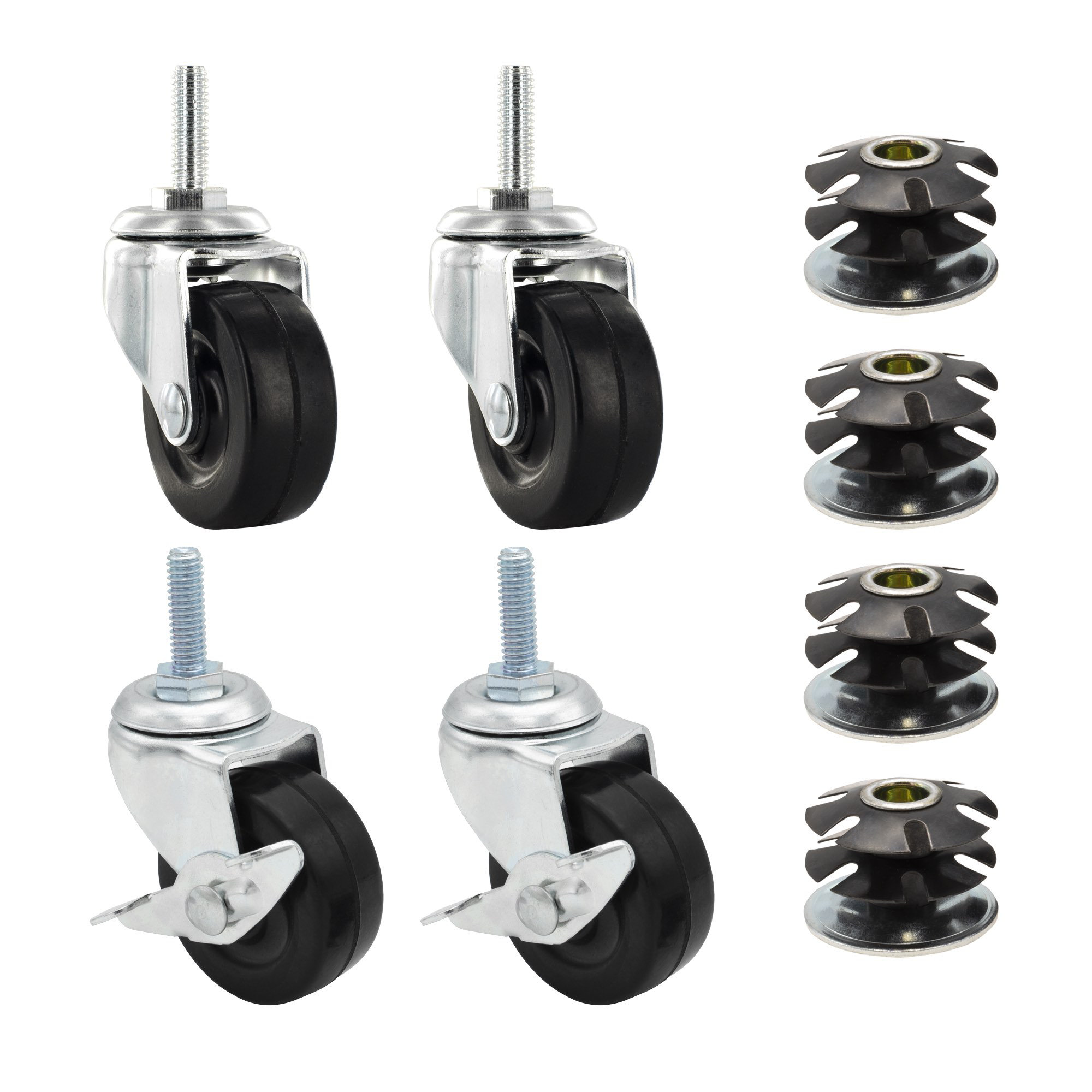 Outwater 1-1/2in. Round Metal Double Star Caster Insert 2 With Brakes ...