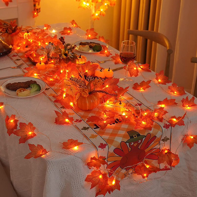 The Holiday Aisle® Maple Leaves String Lights Fall Decor & Reviews ...