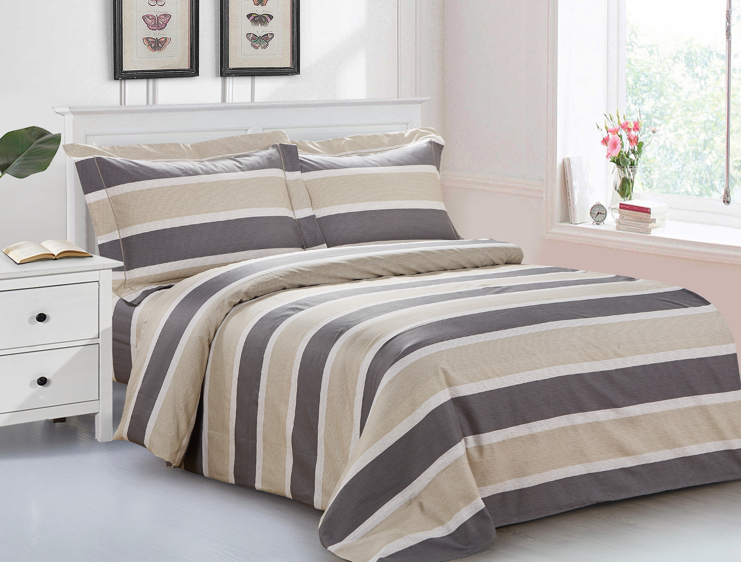 Violet Linen Gold Standard Cotton Reversible 6 Piece Duvet Cover Set ...